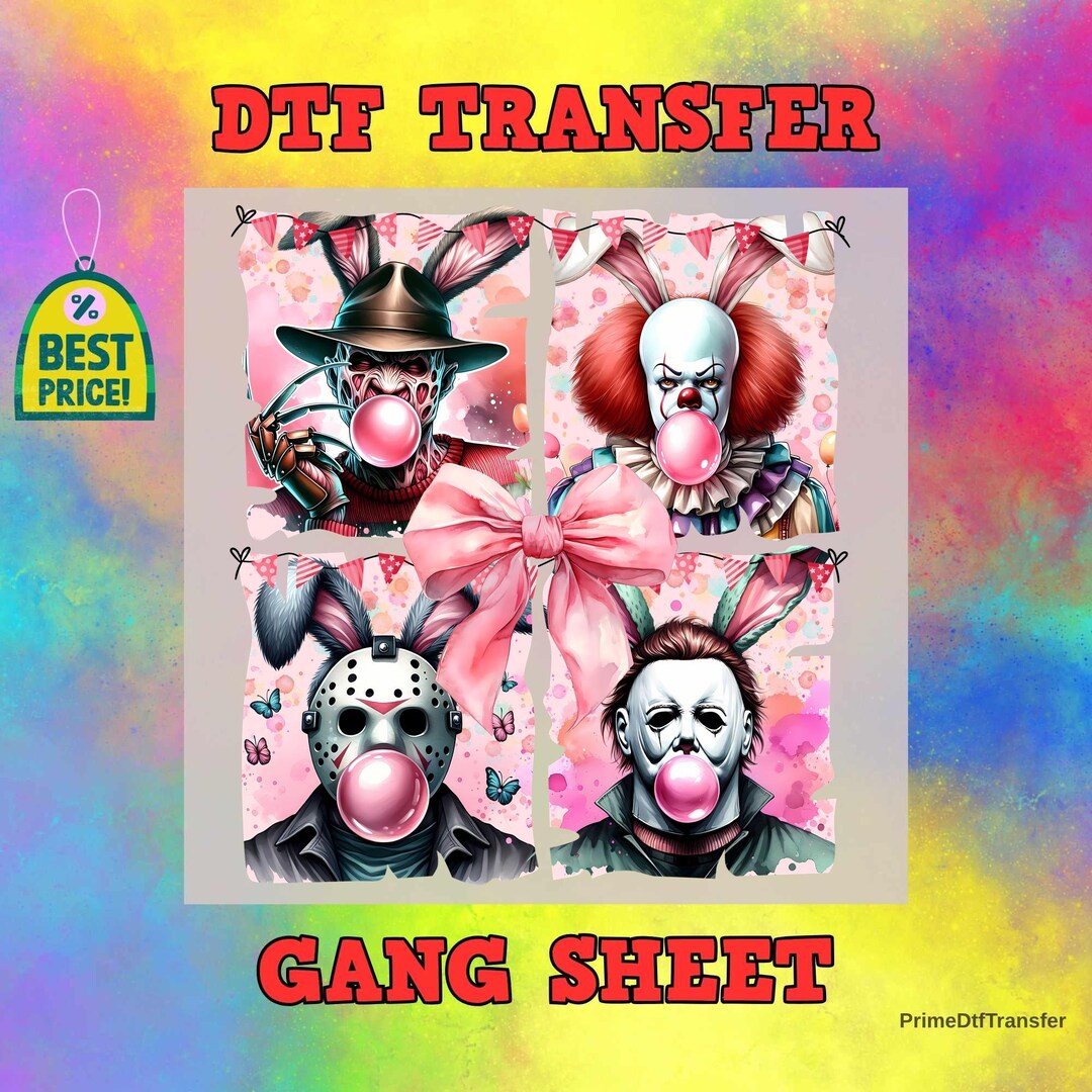 Horror Villains Easter Bunny DTF Transfer - Halloween T-shirt Design - Etsy