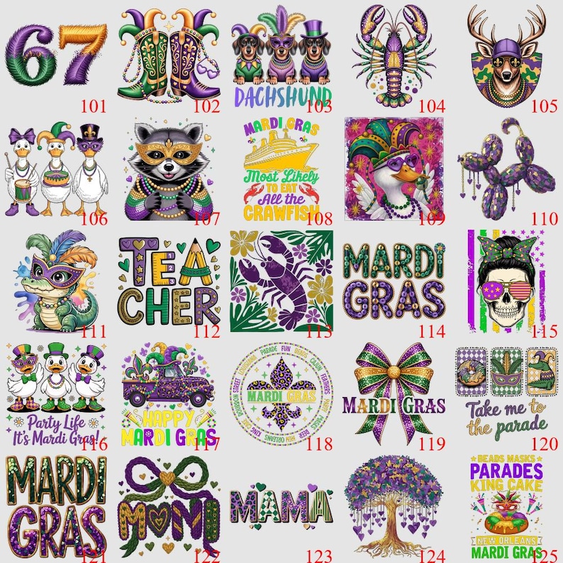Dtf Six Seven for Tshirt, 200+ Mardi Gras Designs for Tshirt Ready to ...