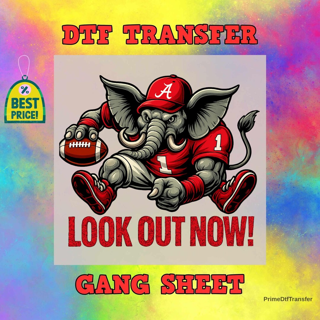 Ala-bama Elephant Football DTF Transfer: Roll Tide Iron on Decal - Etsy