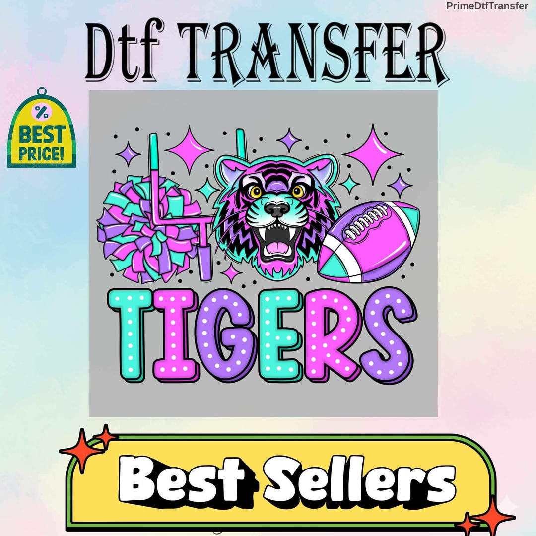 Tigers Cheer DTF Transfer, Colorful Mascot Football Iron on Shirt - Etsy