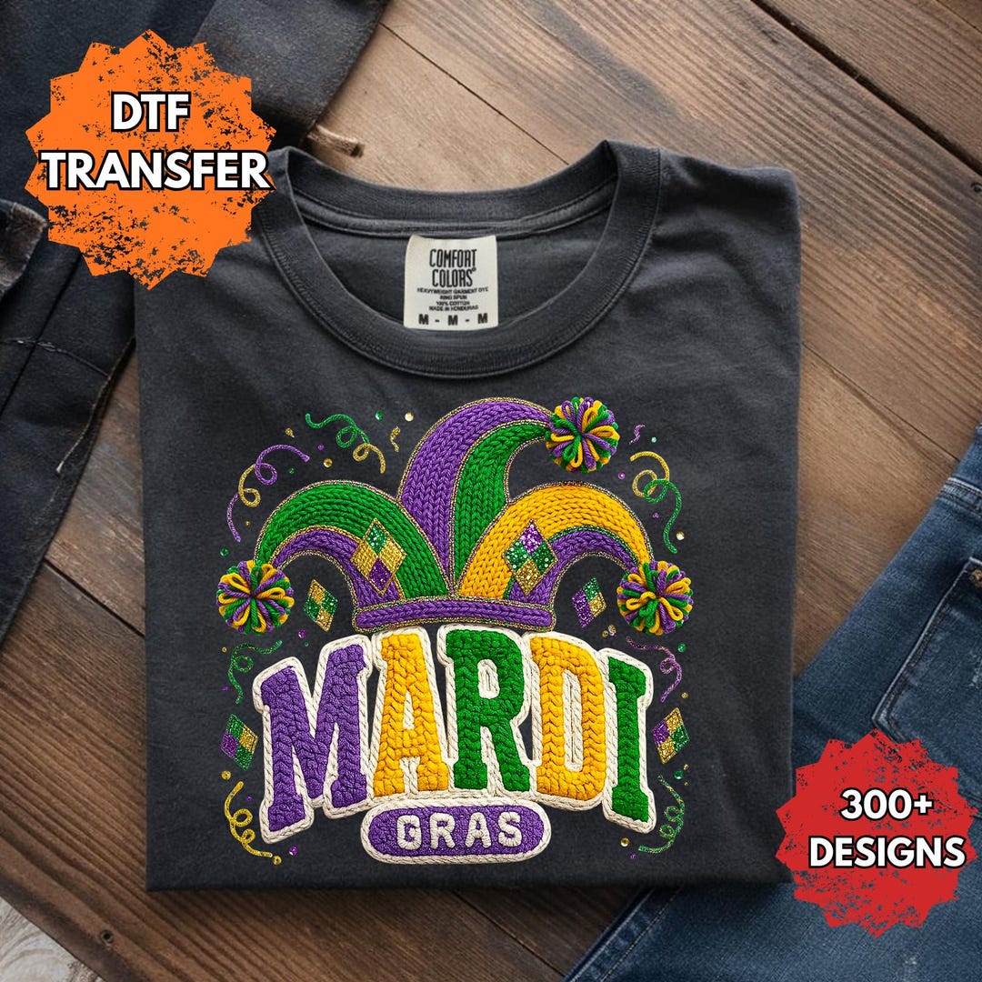 Mardi Gras Jester Hat DTF Transfer for T-shirts and Apparel Ready to ...