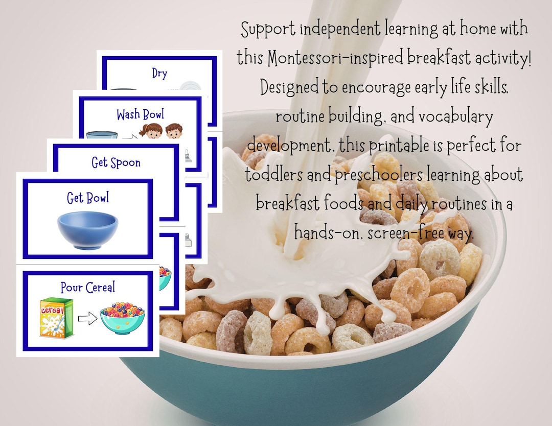 Montessori Breakfast Task Learning Picture Printables-digital File - Etsy