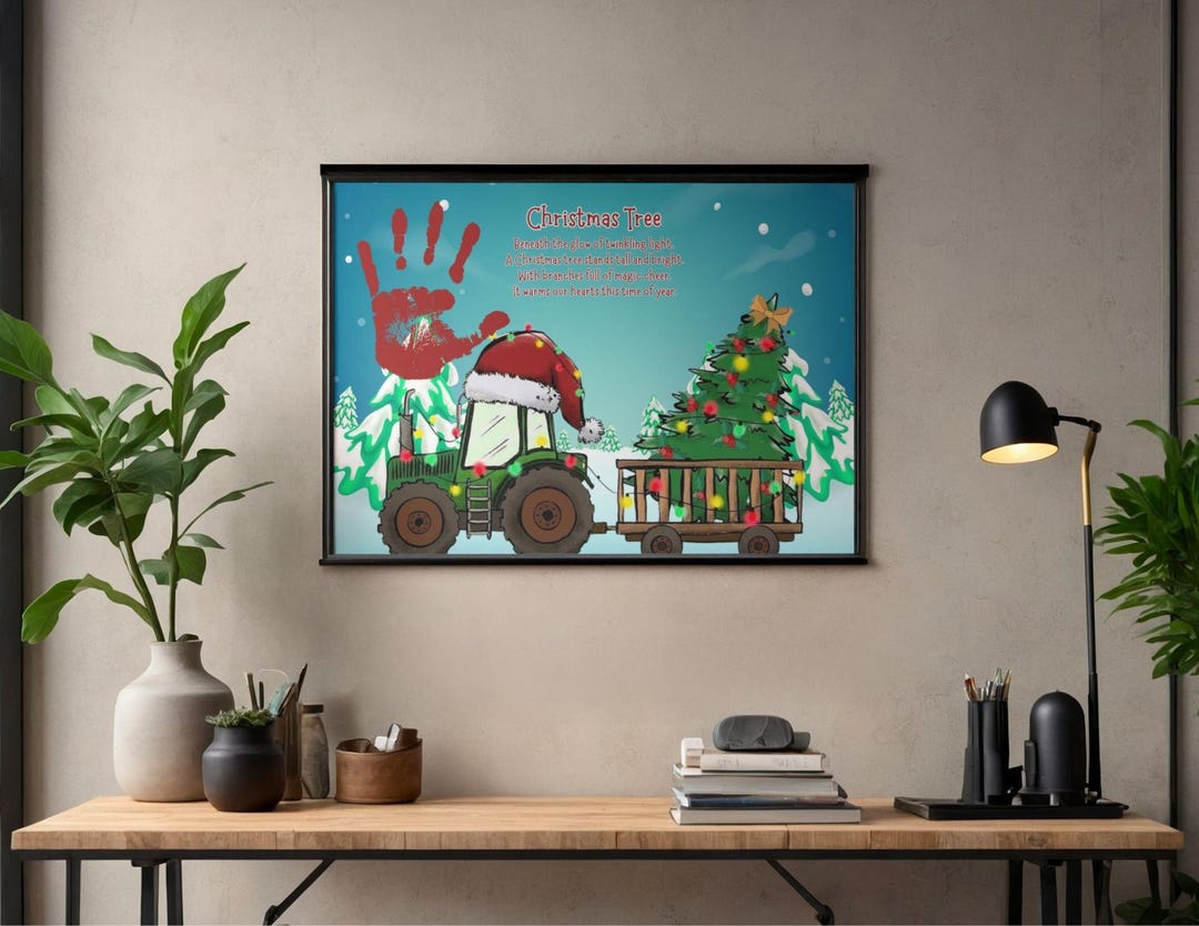 Christmas Tree & Tractor Handprint Keepsake-digital File - Etsy
