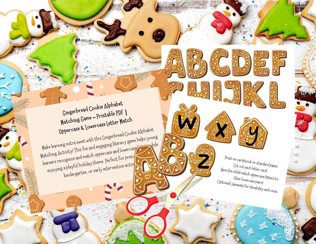Gingerbread Cookie Alphabet Matching Game – Printable PDF | Uppercase ...