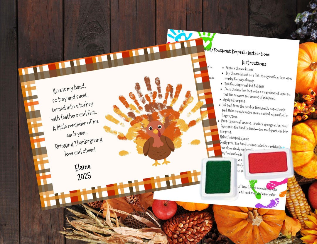 Thanksgiving Turkey Handprint Keepsake - Etsy