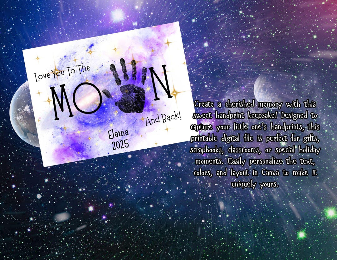 To the Moon Handprint Keepsake-digital File - Etsy