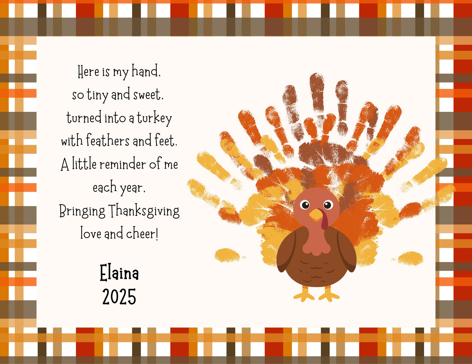 Thanksgiving Turkey Handprint Keepsake - Etsy
