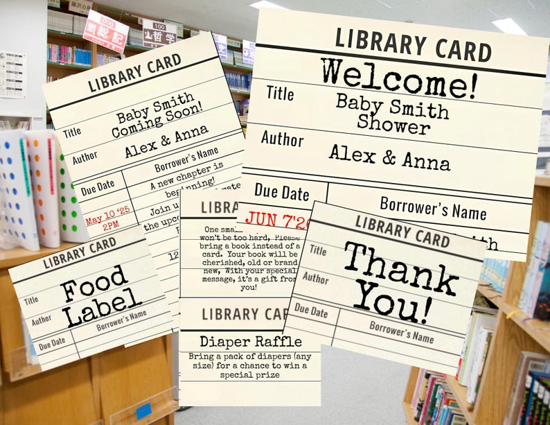 Vintage Library Card Baby Shower Packet-digital Download - Etsy