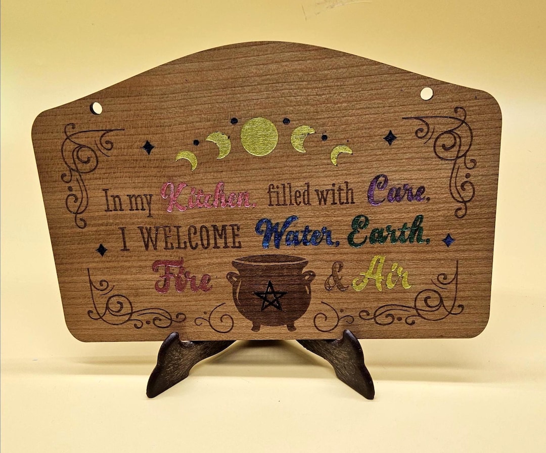 Elemental Kitchen Blessing Sign – Wooden Hand Painted Décor for the ...