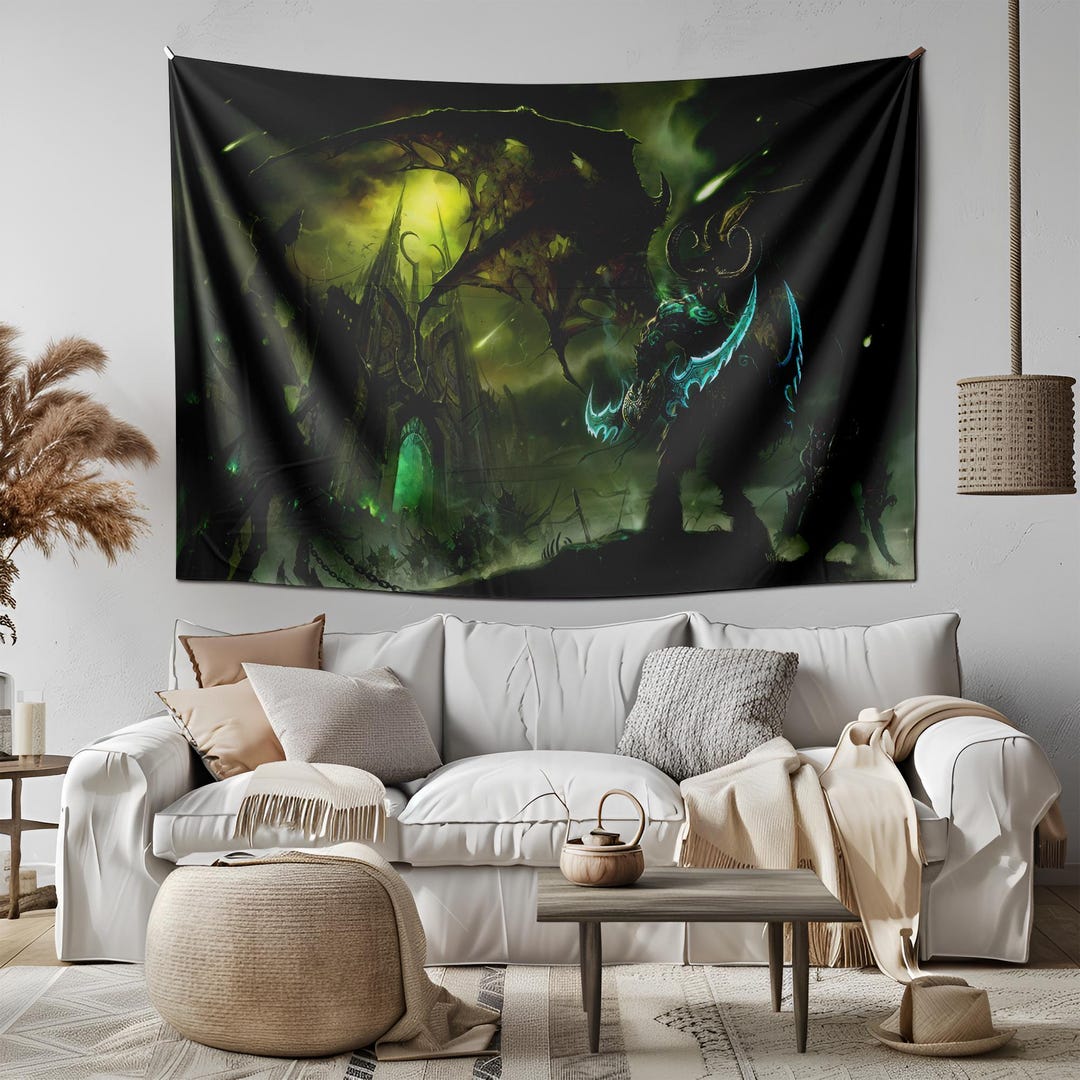 World of Warcraft Tapestry, Fantasy Game Art, Gamer Room Decor - Etsy