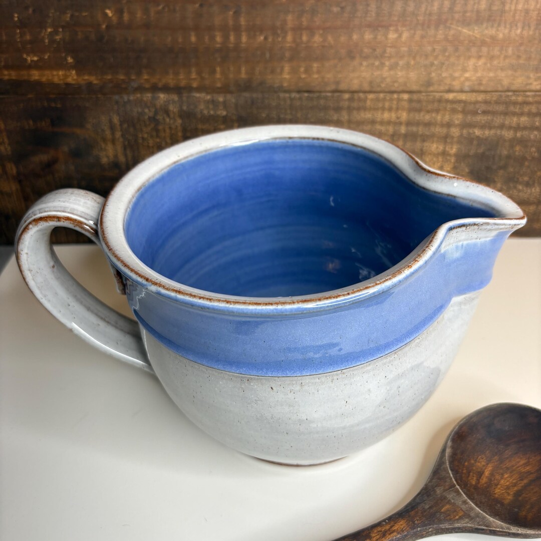 Batter Bowl Stoneware by David Pluth Flow Blue and Gray Glazing 5 Cup ...