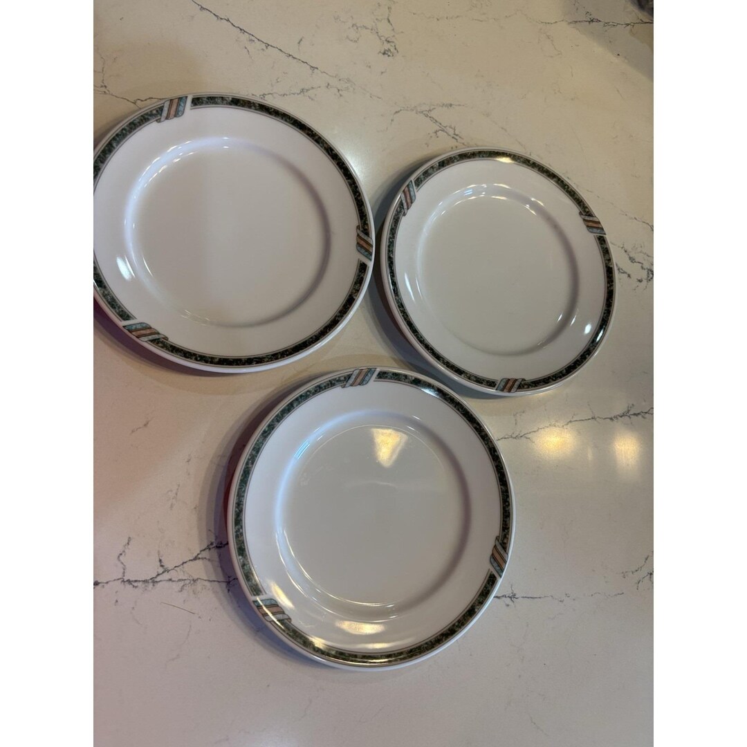 Set of 3 Noritake Oneida Bread Plates China 6" Vintage Green - Etsy