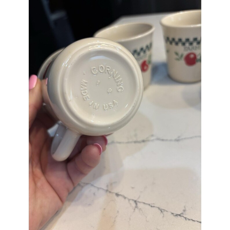 Homemade Farm Fresh Corning Ware Coffee Cups Apples Pears Grapes Design ...