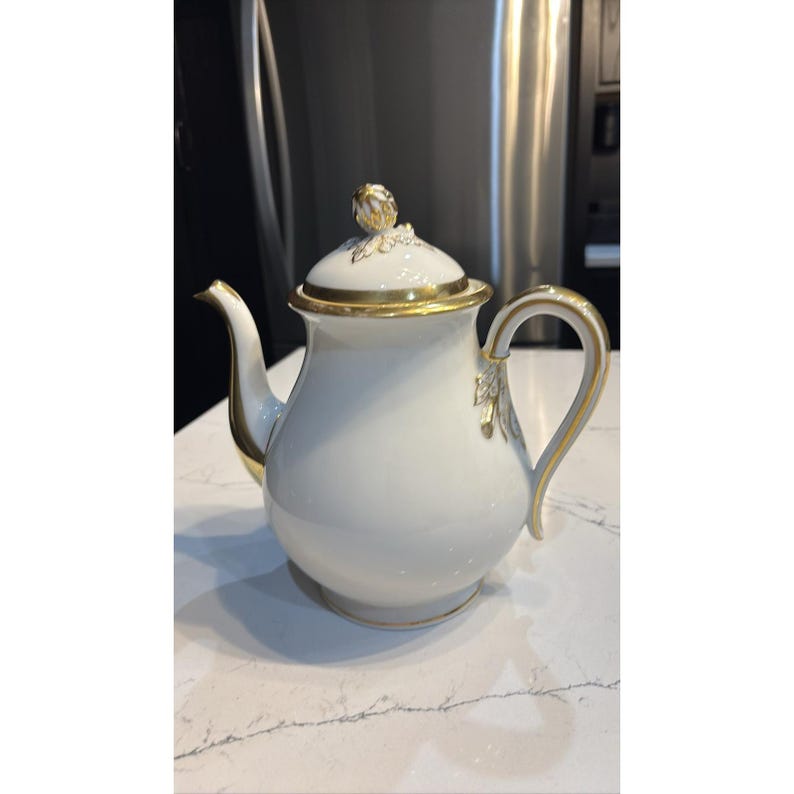 Haviland Limoges Porcelain Teapot Gold Trim White Wedding Ring - Etsy
