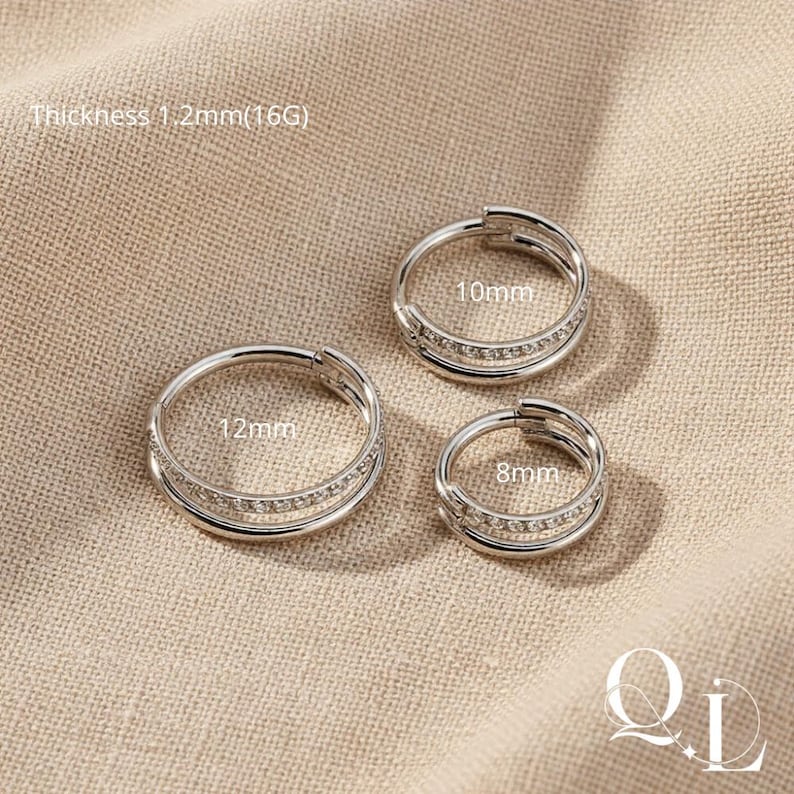 Titanium 16G CZ Row Cartilage Hoop, Hinged Segment Clicker for Conch ...