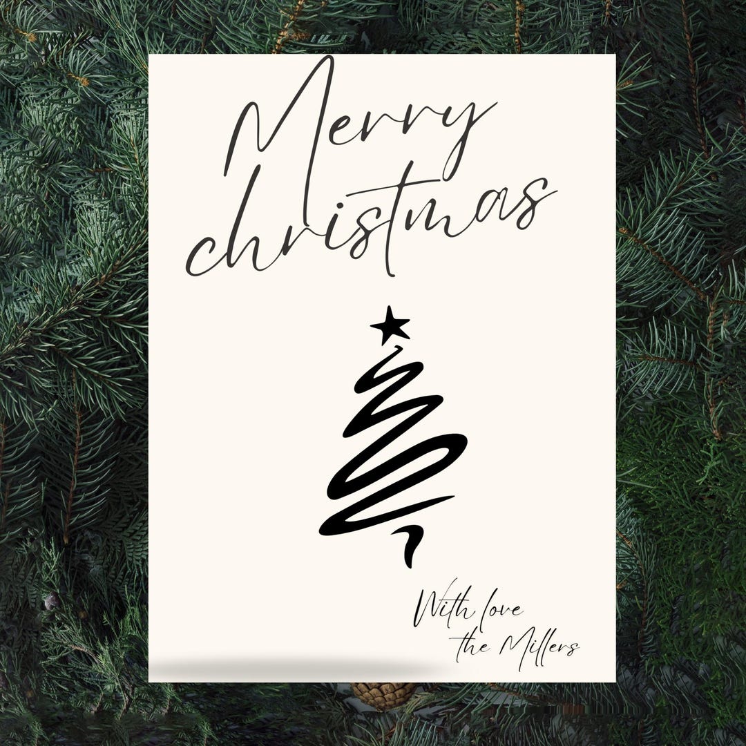 Minimalist Christmas Card Template, Modern Printable Holiday Card ...