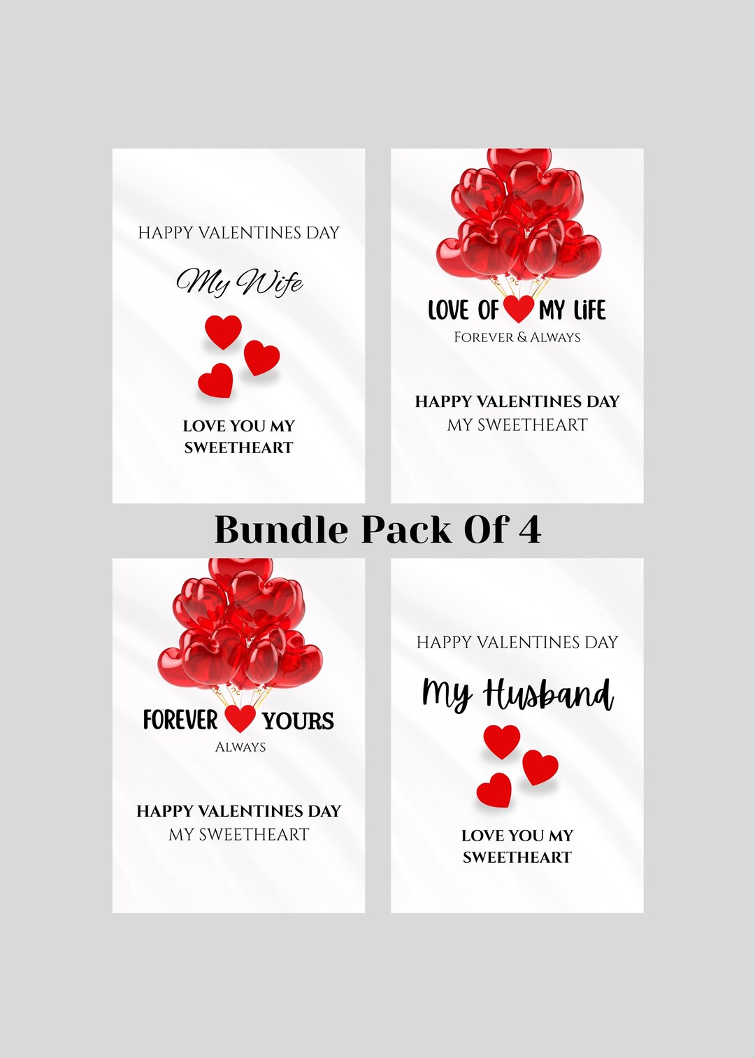 Valentine's Day Card Bundle | Romantic Love Cards Bundle | Editable ...