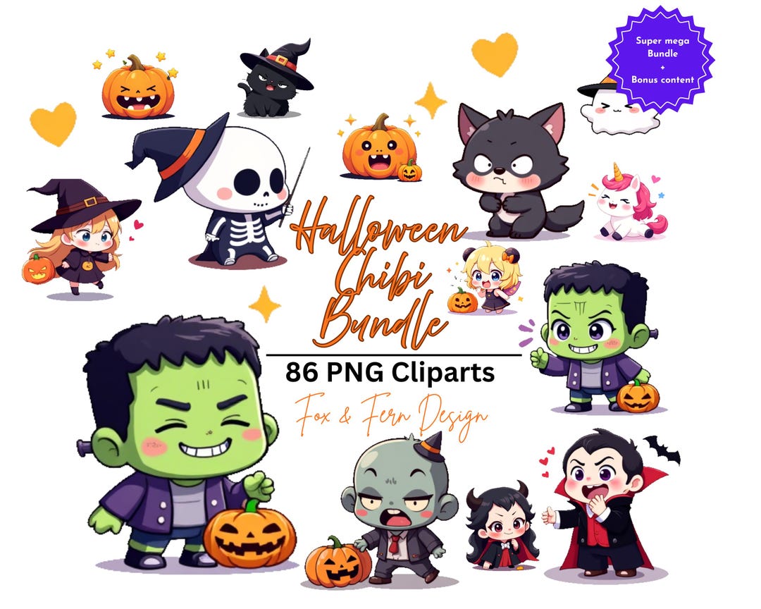 Super Mega Halloween Clipart Bundle - Witches, Zombies, Skeletons ...