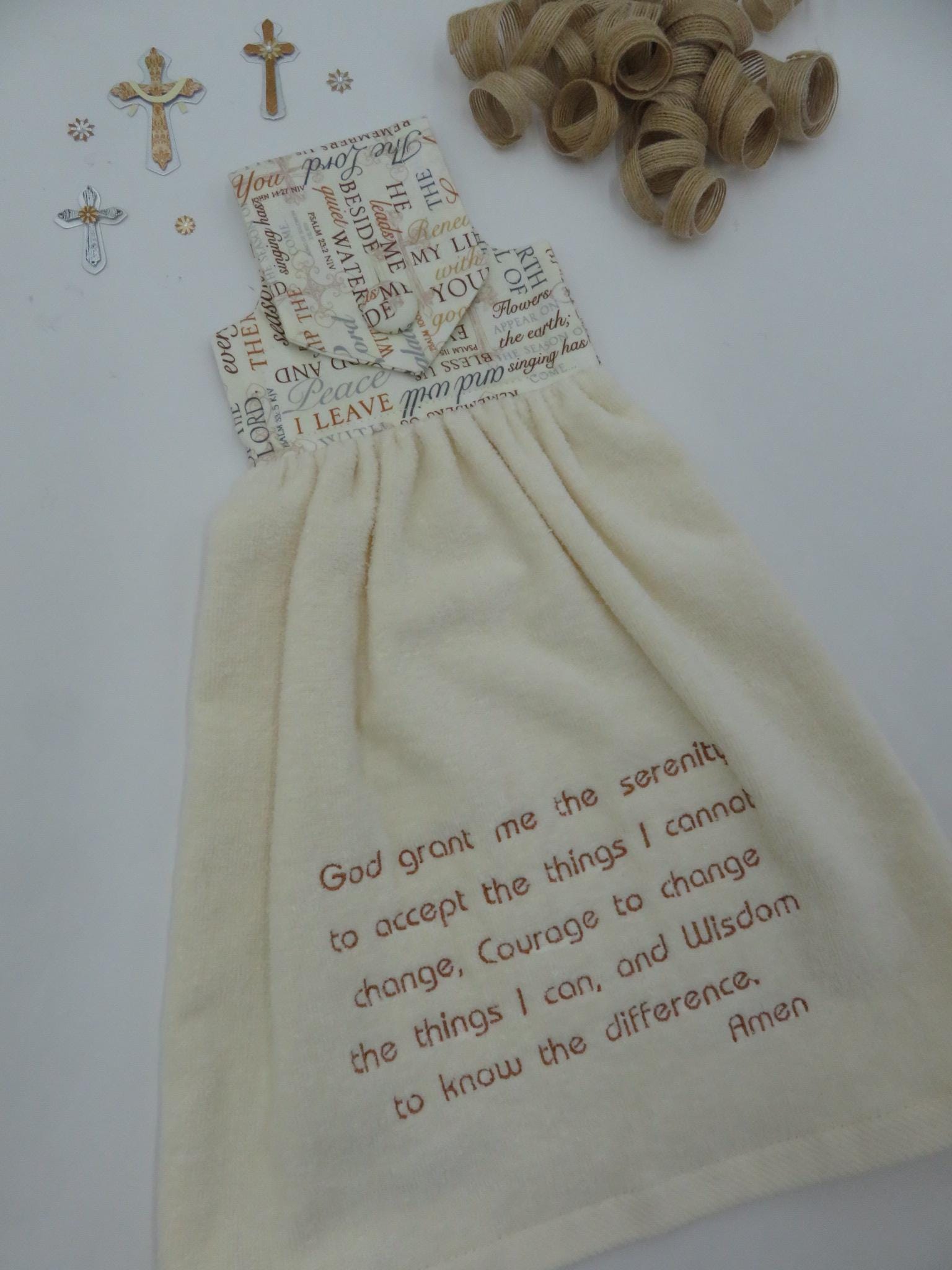 Serenity Prayer Monogram Hanging Hand Towel / Bible Versus Fabric Print ...