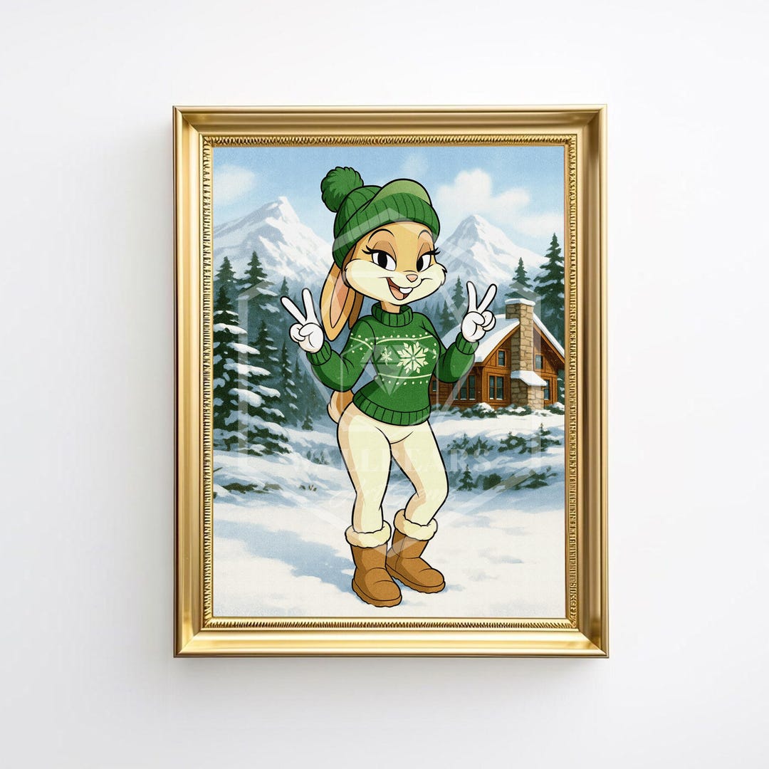 Printable Art Bunny Aspen Cartoon Character Christmas Holiday Instant ...
