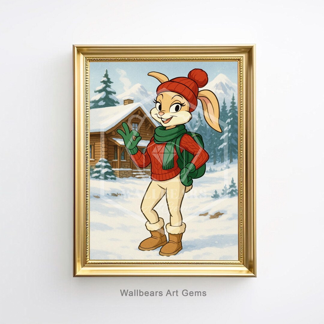 Printable Art Bunny Aspen 2 Cartoon Character Christmas Holiday Instant ...