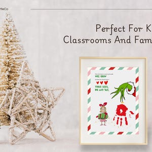 Grinch-themed Kids Handprint Art – Custom Christmas Keepsake - Etsy
