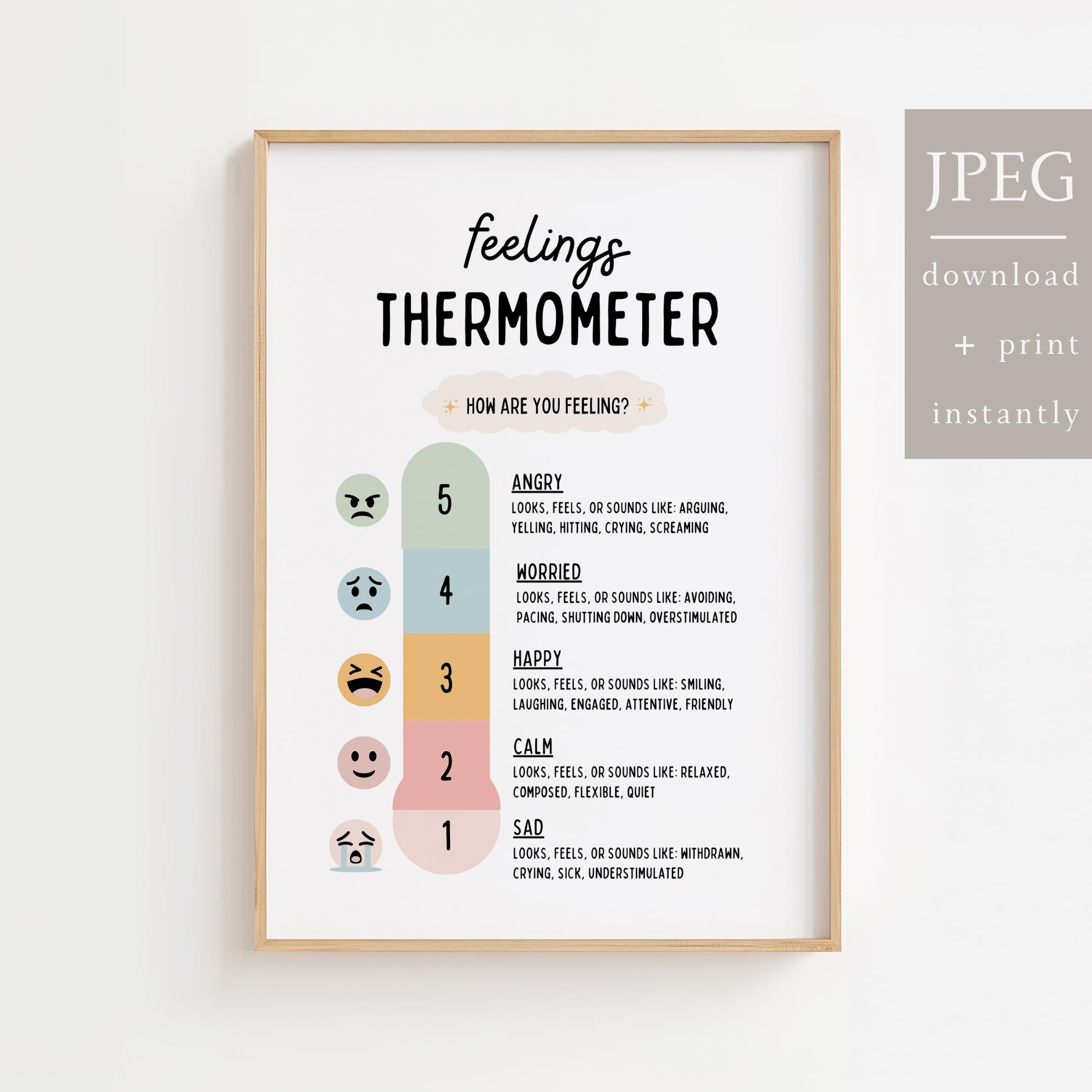 Feelings Thermometer Poster for Kids | Printable Emotion Regulation ...