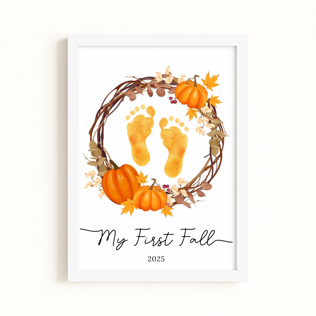 My First Fall Footprint Printable Art | Newborn Autumn Keepsake ...