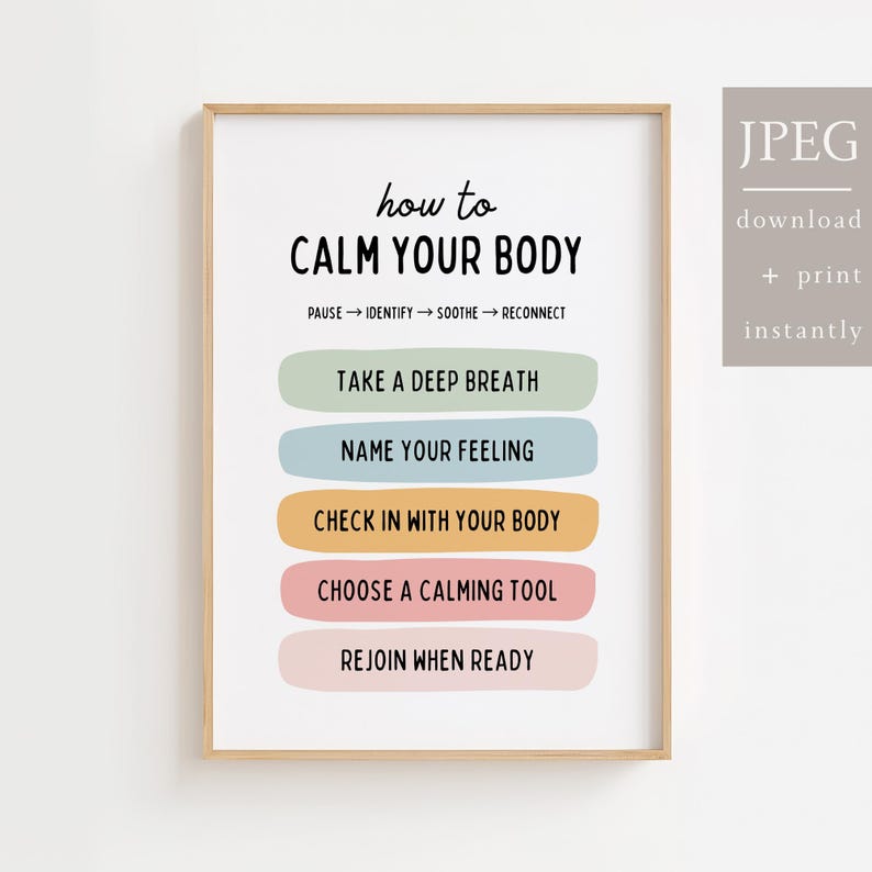 How to Calm Your Body Poster | Printable Calm Corner Wall Art ...