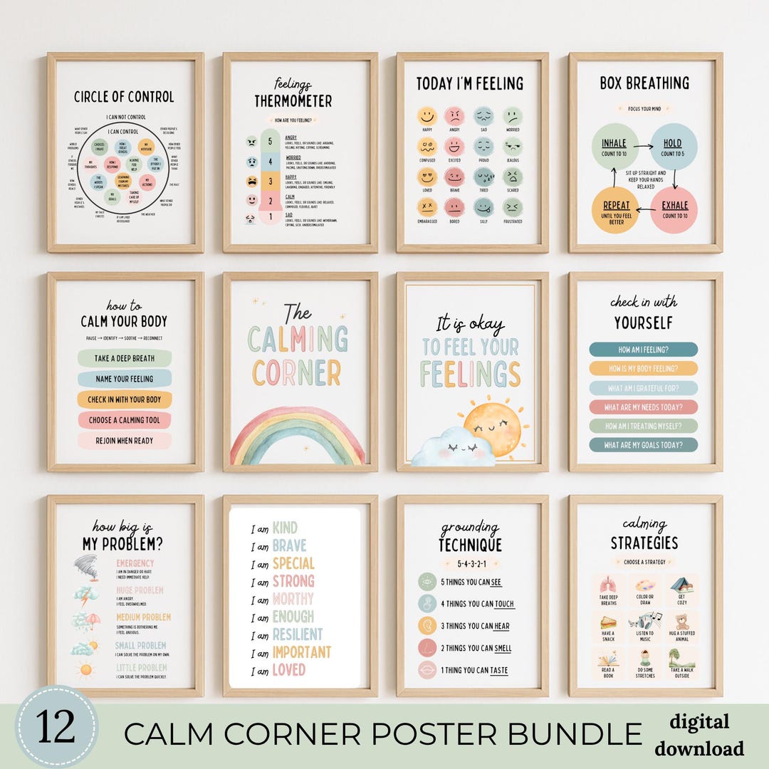 Calming Corner Print Bundle | 12 Mindful Classroom Posters | Emotional ...