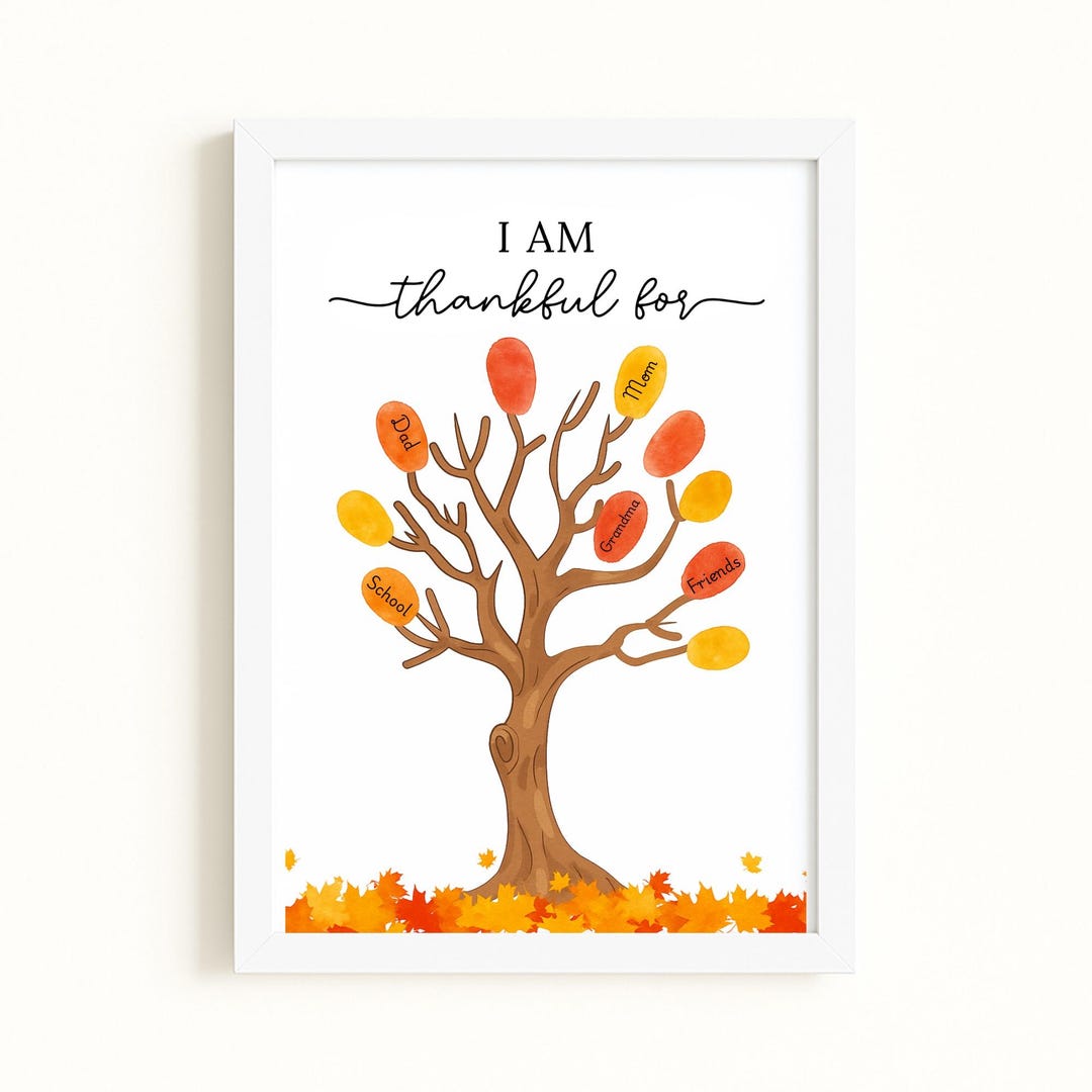 Thankful Tree Craft | Printable Fingerprint Tree Template ...