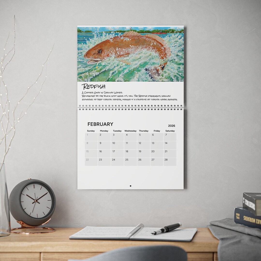 2026 Kayak Fishing Calendar, Nature Wall Art, Ocean Decor - Etsy