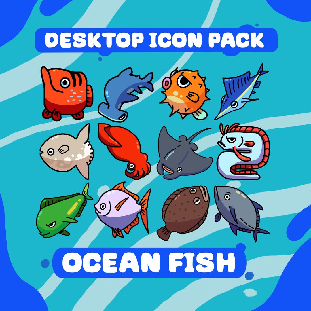 Ocean Fish Desktop Icons | Mac & Windows Organizer (digital Download ...