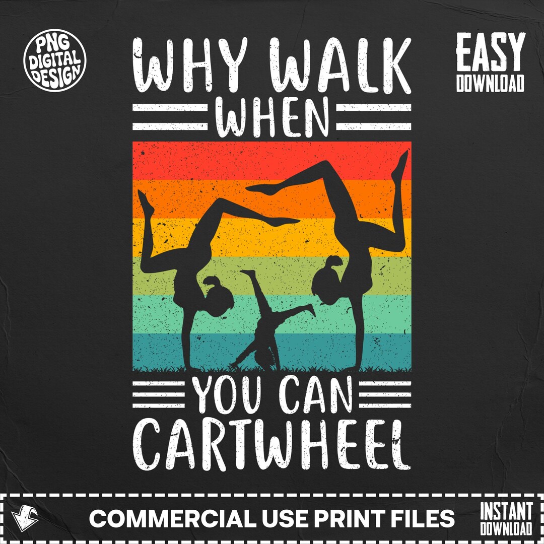 Gymnast PNG Digital, Retro Gymnastics Handstand Cartwheel, Colorful ...