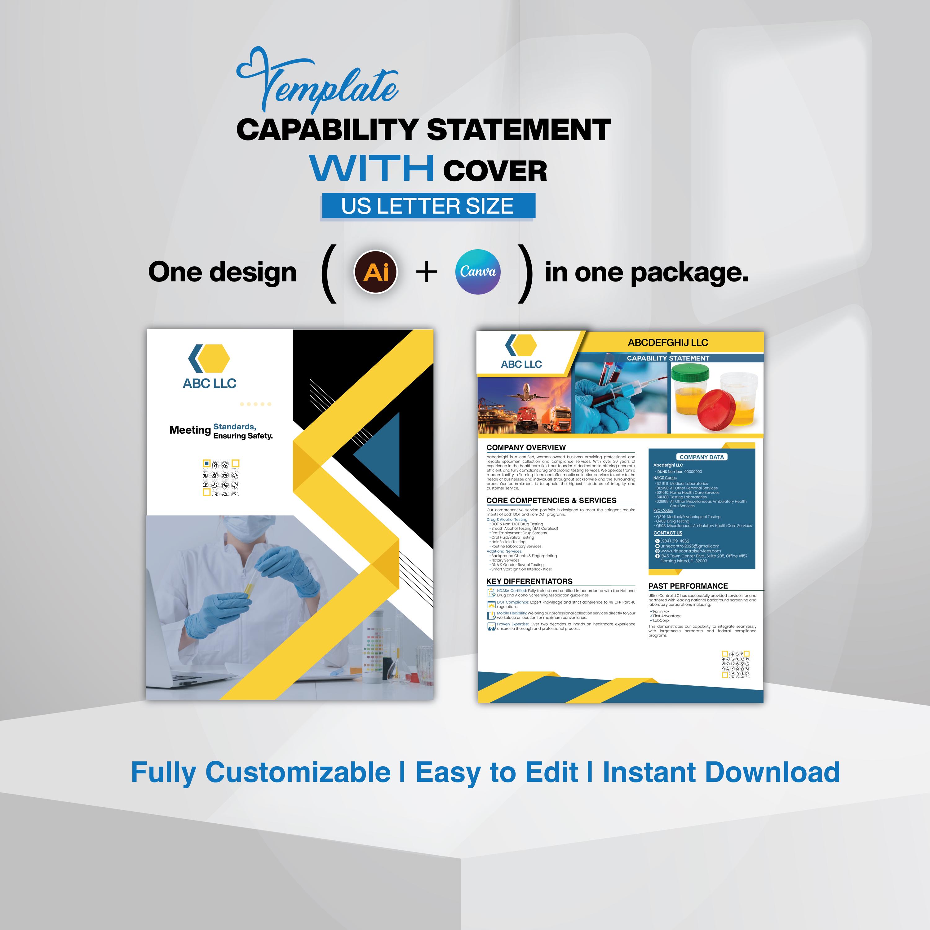 Capability Statement Template Canva + Adobe Illustrator, Editable ...