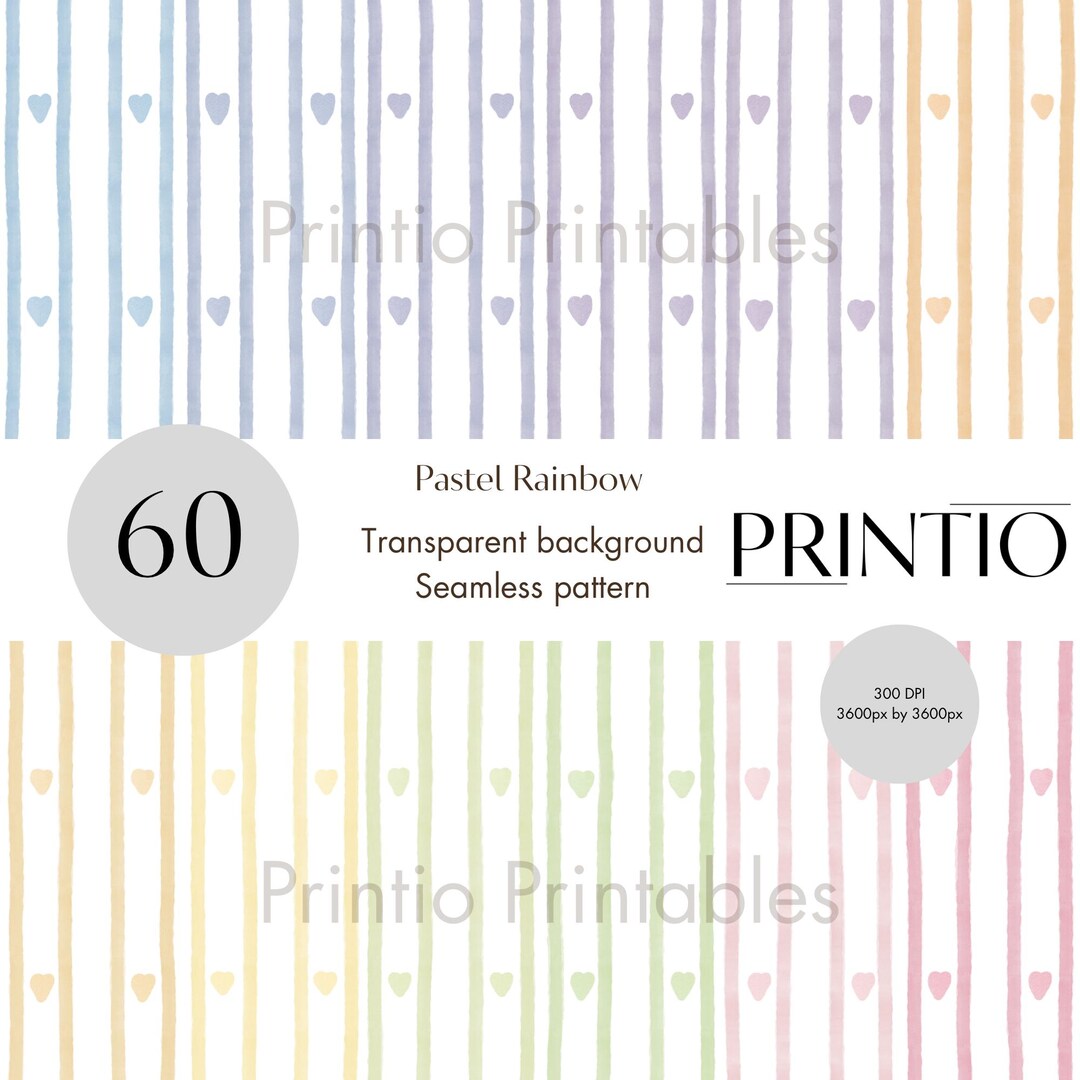 Hand Drawn Watercolour Seamless Stripes Pastel Rainbow Digital Paper - Etsy