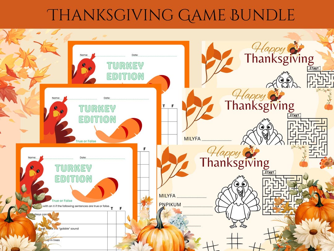 Gobble up the Ultimate Thanksgiving Game Pack: Digital PDF Instant ...