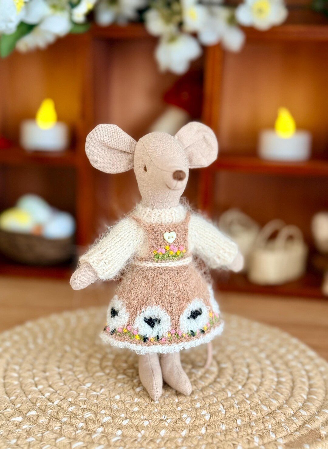 Country Style Sheep Jacquard Pinafore for Maileg Big Sister Mouse - Etsy