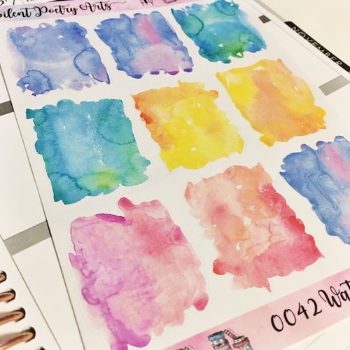 Watercolor Stickers Full Boxes Stickers Watercolor Planner - Etsy