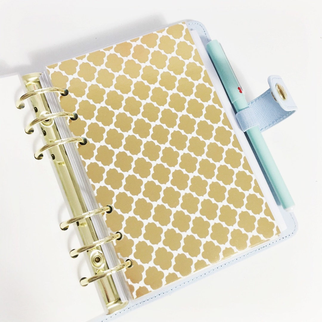 Personal Size Gold Foil Quatrefoil Laminated Dashboard for Filofax Kate ...