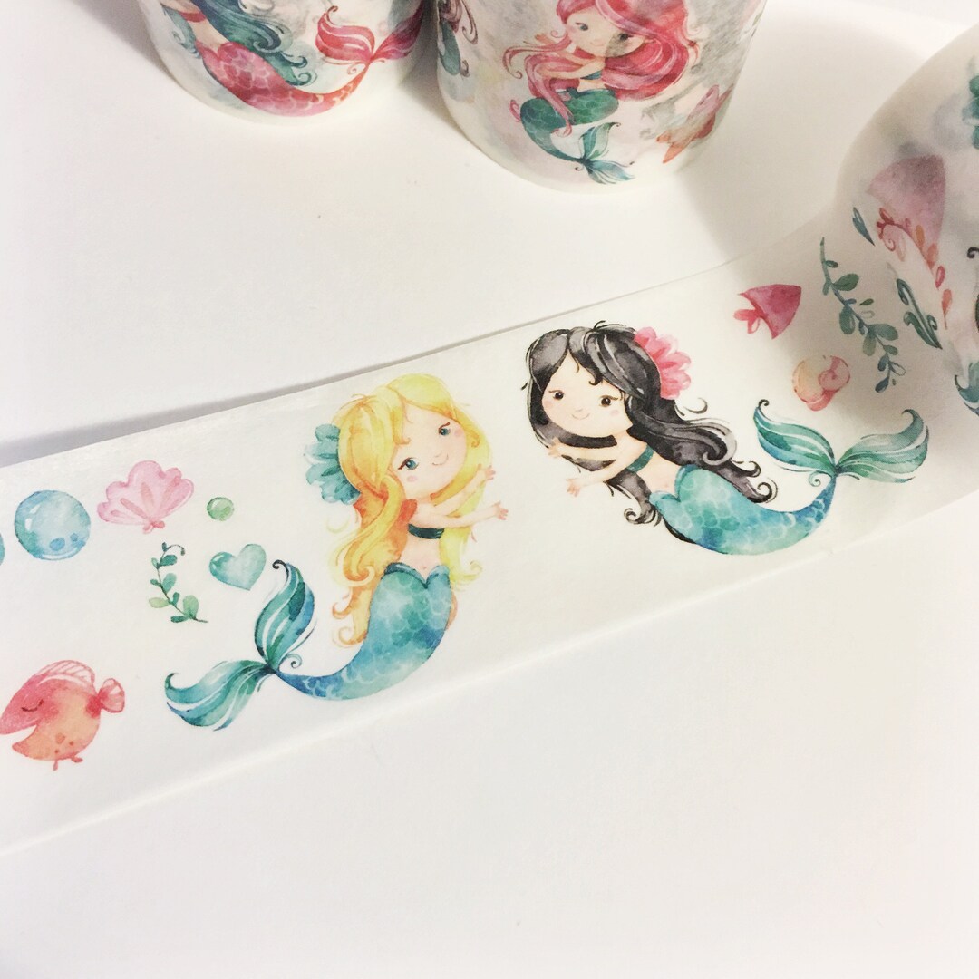 Watercolor Mermaid Children Pretty Mermaids Colorful Haired Mermaids ...
