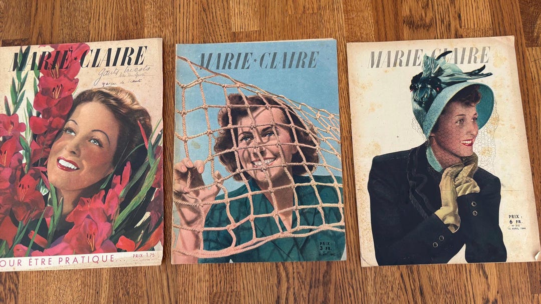 RESERVED Vintage Marie Claire Magazines (3) | 1930s-40s French Fashion ...