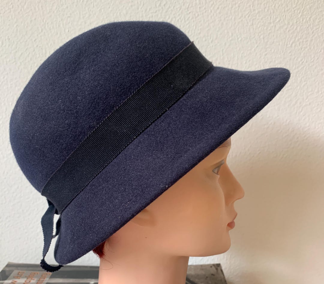 Vintage Wool Hat | Adolf | Dark Blue Hat | Soft Felt Hat | Ladies Hat ...