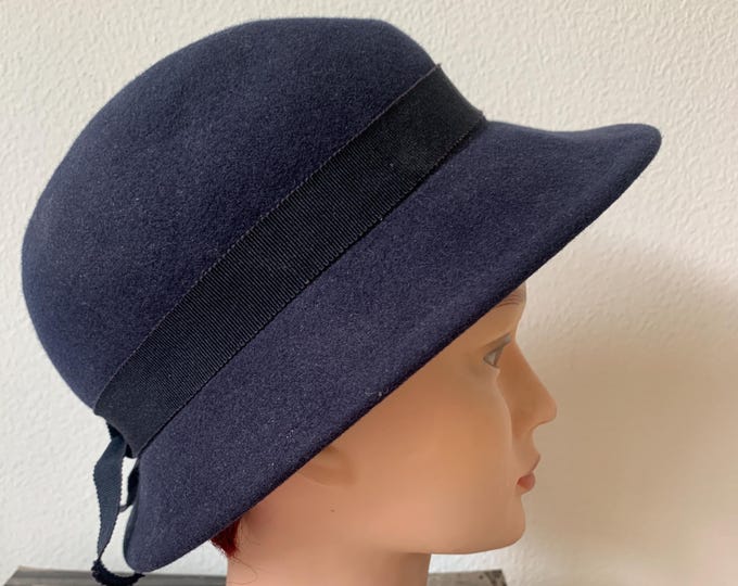 Vintage Wool Hat | Adolf | Dark Blue Hat | Soft Felt Hat | Ladies Hat ...