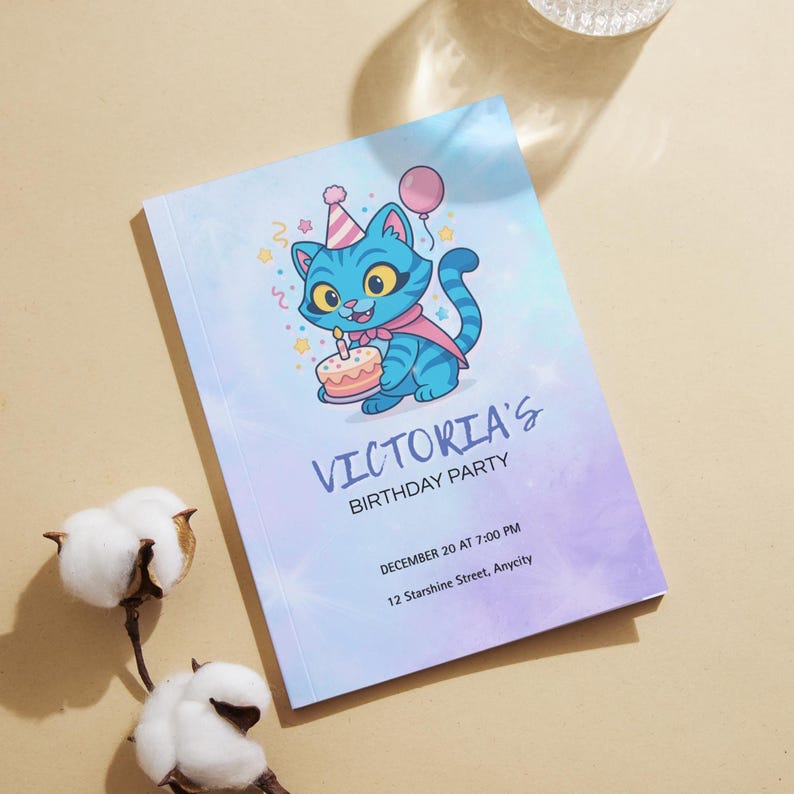 K-pop Demon Hunter Cat Invitation – Cute Chibi Birthday Invite - Etsy