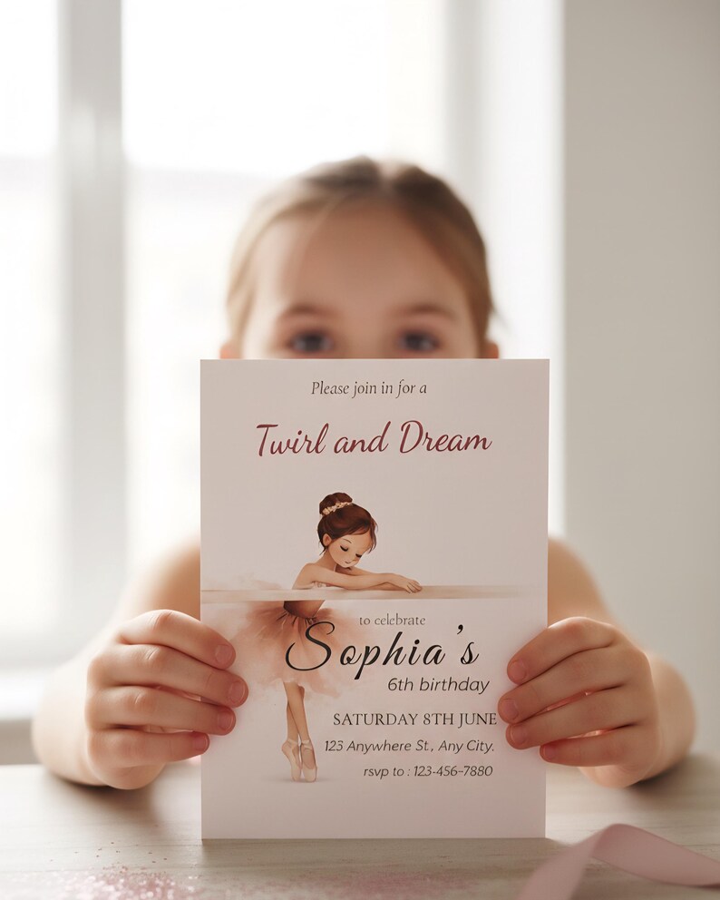 Ballerina Birthday Invitation Template, Twirl and Dream Dance Party ...
