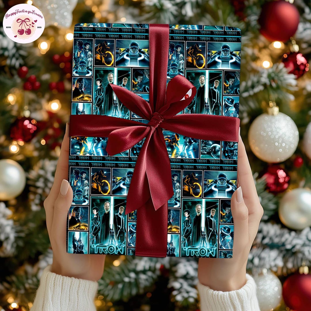 Tron Ares Legacy Movie Wrapping Paper Gifts, Tron Flynns Arcade Family ...