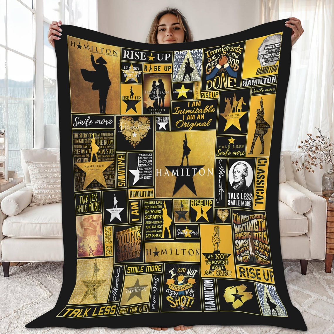 Alexander Hamilton Theme Blanket, Hamilton Lovers Fleece Blanket ...
