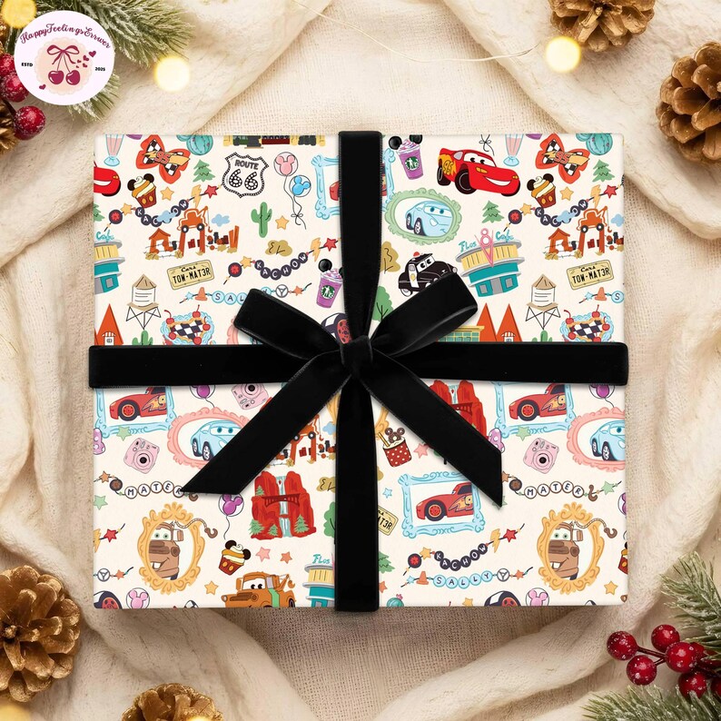 Personalized Disneyland Cars Movie Wrapping Paper,retro Disneyland Boy ...