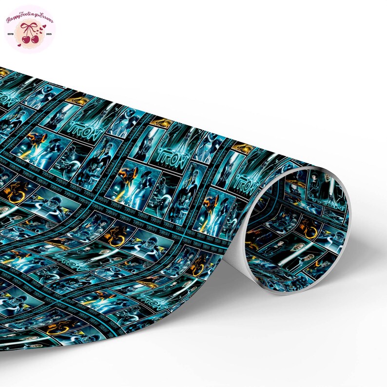Tron Ares Legacy Movie Wrapping Paper Gifts, Tron Flynns Arcade Family ...